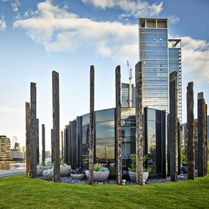 New Mirvac display suite is an ellipsoid shaped module surrounded by ...